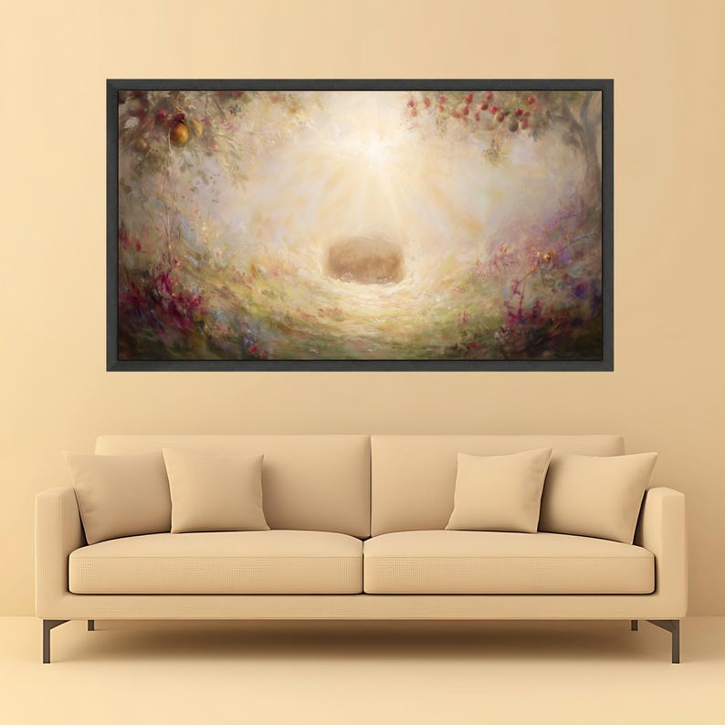 Radiant Sunrise Forest Path Canvas, Light Rays Wall Art, Mystic Nature ...