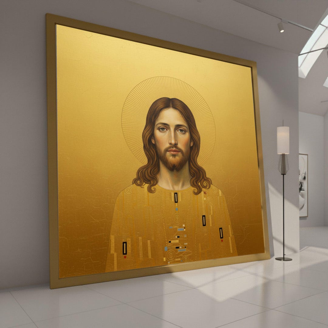 Iconic Jesus Portrait Canvas, Gold Religious Wall Art, Christian Home ...