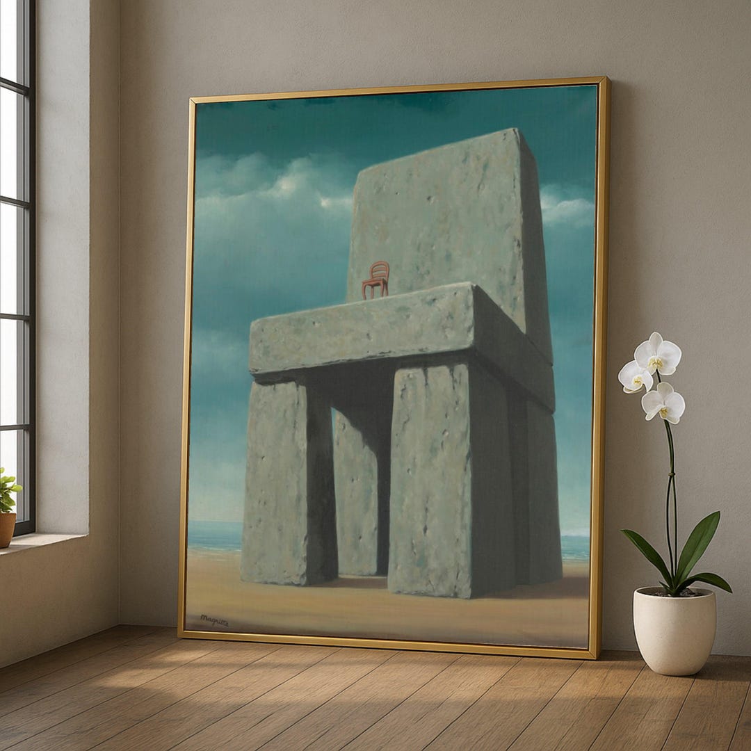 René Magritte Legend of the Centuries Canvas, Surreal Stone Chair Art ...