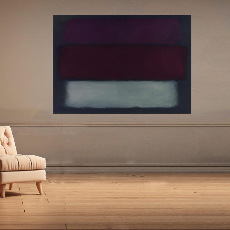Mark Rothko Dark Burgundy and Gray Canvas, Abstract Color Block Wall ...