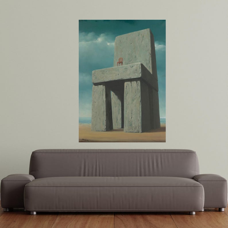 René Magritte Legend of the Centuries Canvas, Surreal Stone Chair Art ...