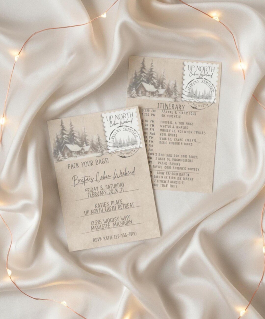 Bestie Cabin Weekend Invitation & Itinerary | Vintage Postcard Girls ...