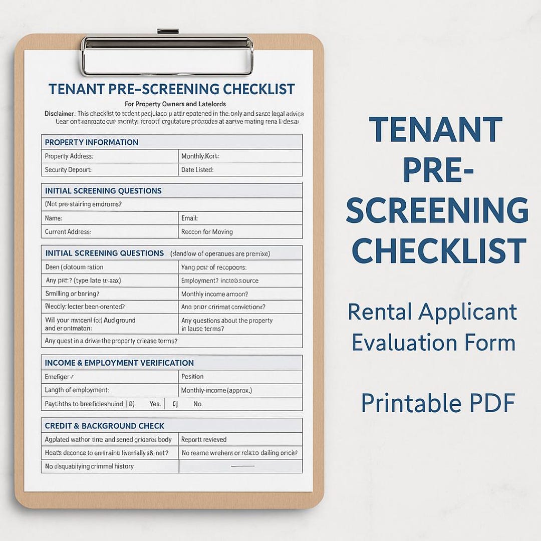 Tenant Prescreening Check List - Etsy