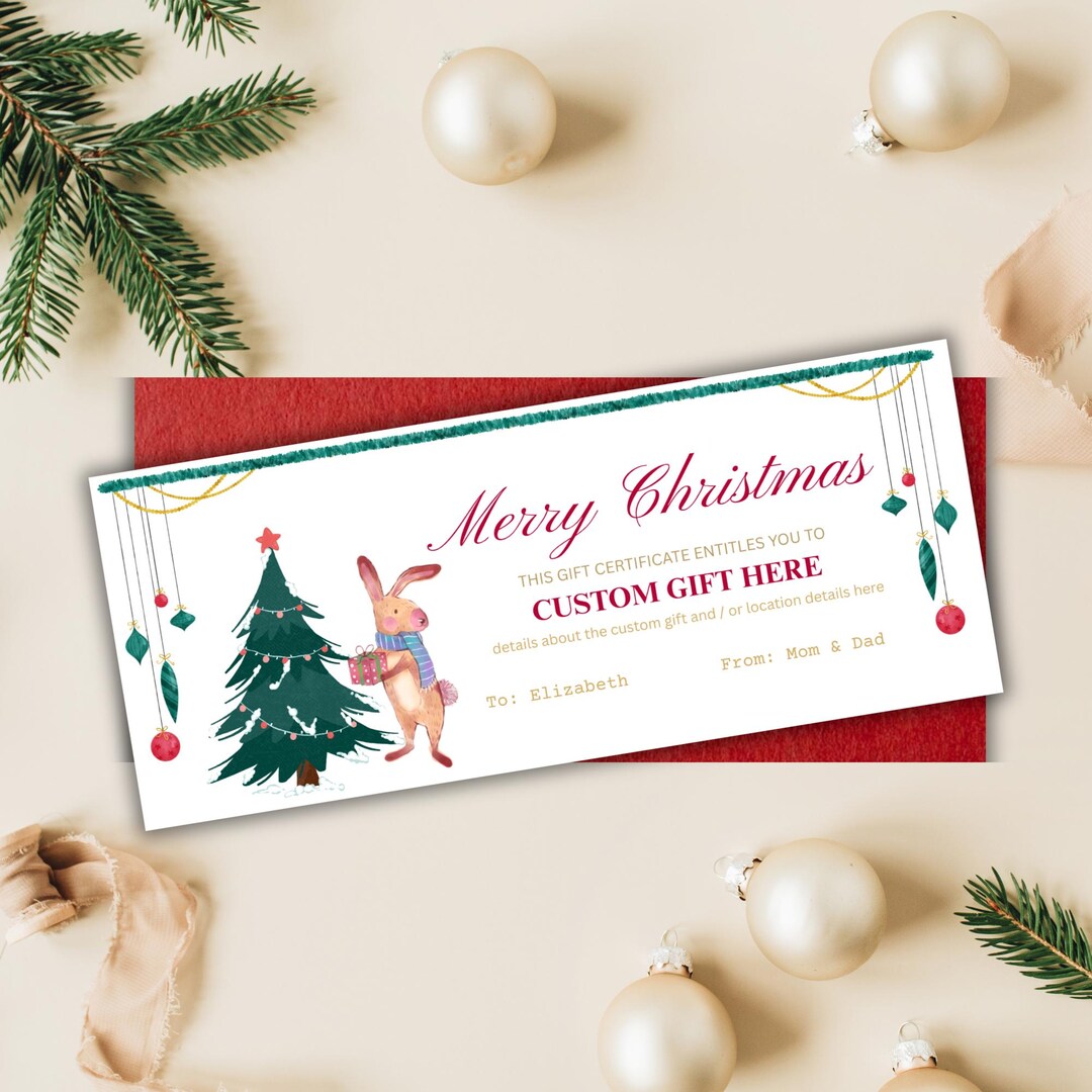Editable Christmas Gift Certificate Printable Digital Download ...