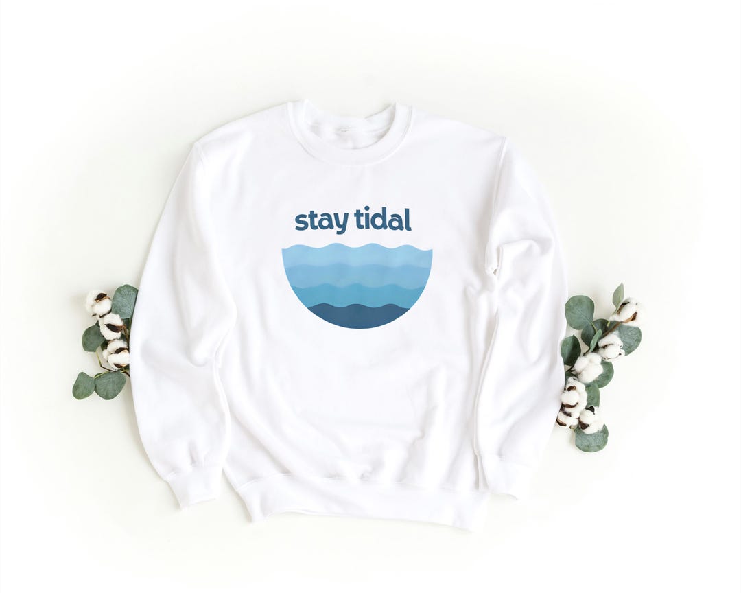 Stay Tidal | Coastal Minimalist PNG for Apparel | Ocean-inspired Blue ...
