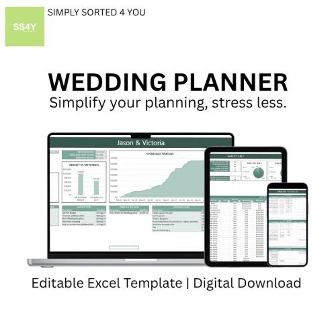 Editable Wedding Planner Excel Template | Dashboard, Budget, Guest List ...