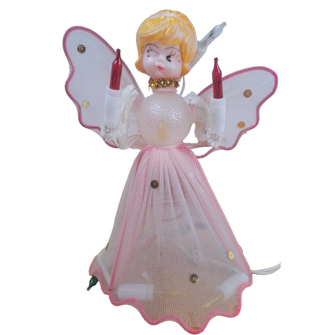Vintage Plastic Mesh Christmas Tree Angel Topper - Etsy