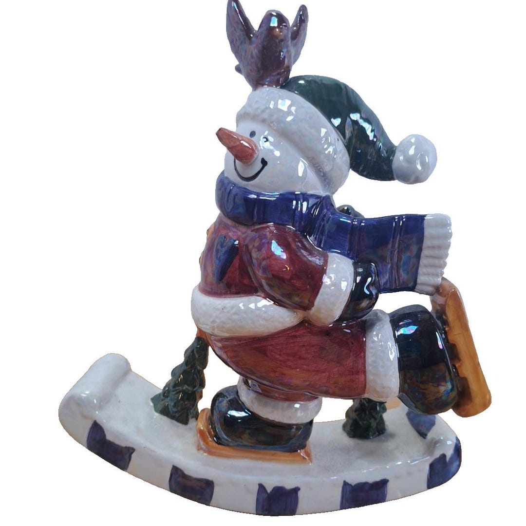 Rocking Snowman Santa Skater Christmas Display Luster Shine Look 8.5 ...