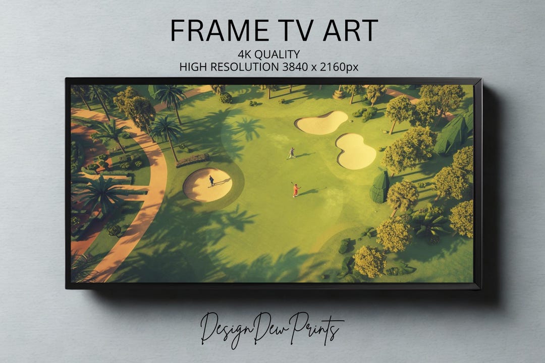 Mid-century Golf Course Frame TV Art, Vintage Landscape (digital ...