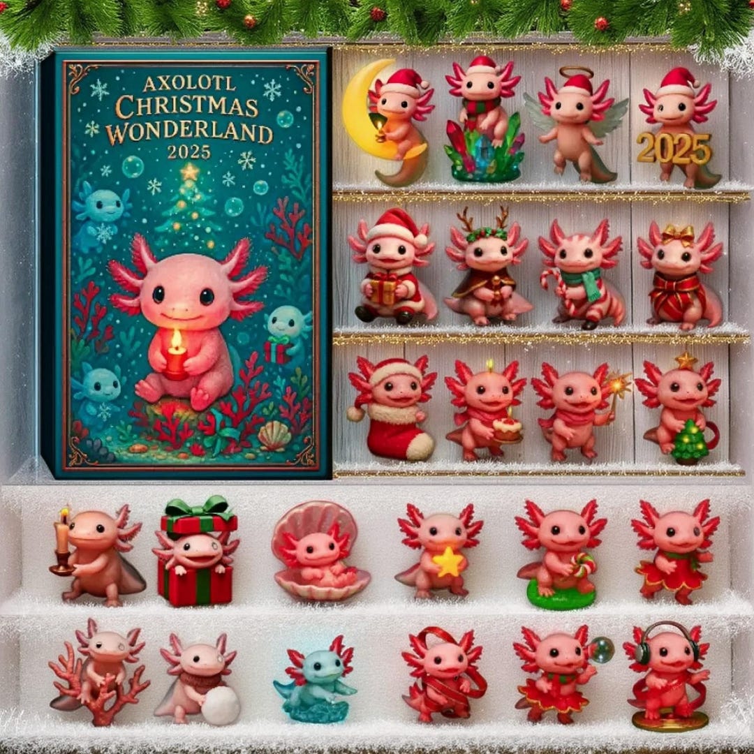 Axolotl Advent Calendar 2025, 24 Days Xmas Calendar, Fun Christmas ...