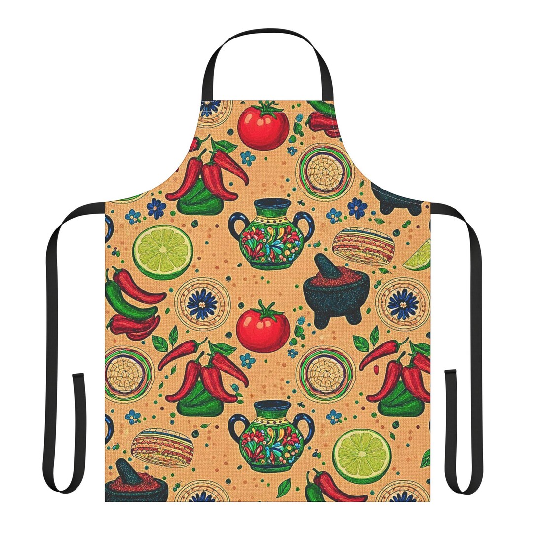 Vivid Mexican Fiesta Apron Apron | Colorful Tortilla Basket Design - Etsy