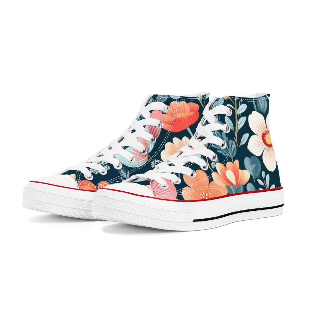 Boho Scandinavian Floral Converse Style Shoes Wedding Converse Bridal ...