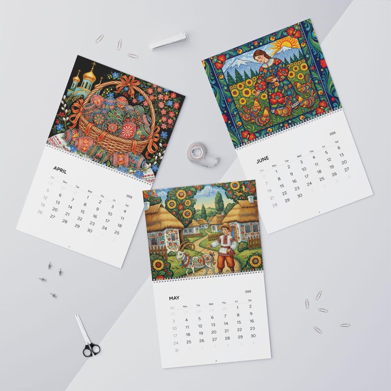 Ukrainian Art Wall Calendar 2026, Vivid Color Petrykivka Folk Art ...