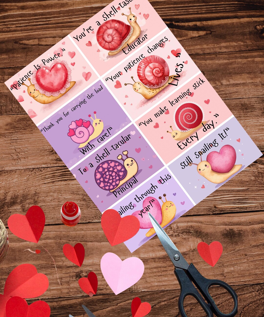 Teacher Valentines Cards, Snail Themed Valentines for School, Principal ...
