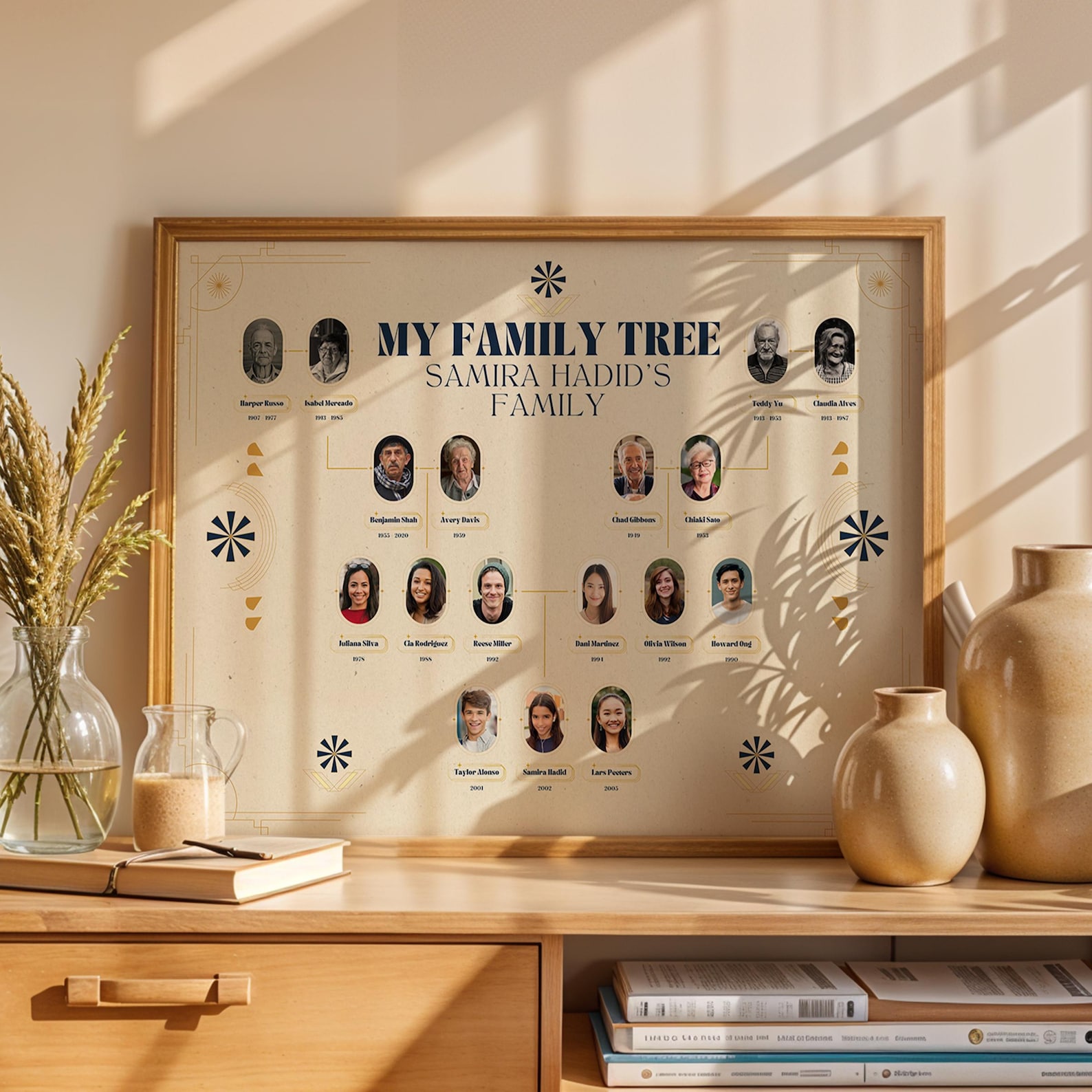 Beige Classic Vintage Family Tree Whiteboard Graphic Template - Etsy