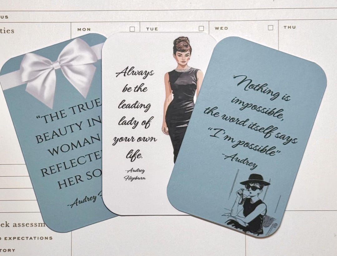 Audrey Hepburn Quote Journal Card Bundle | Elegant Feminine Planner ...