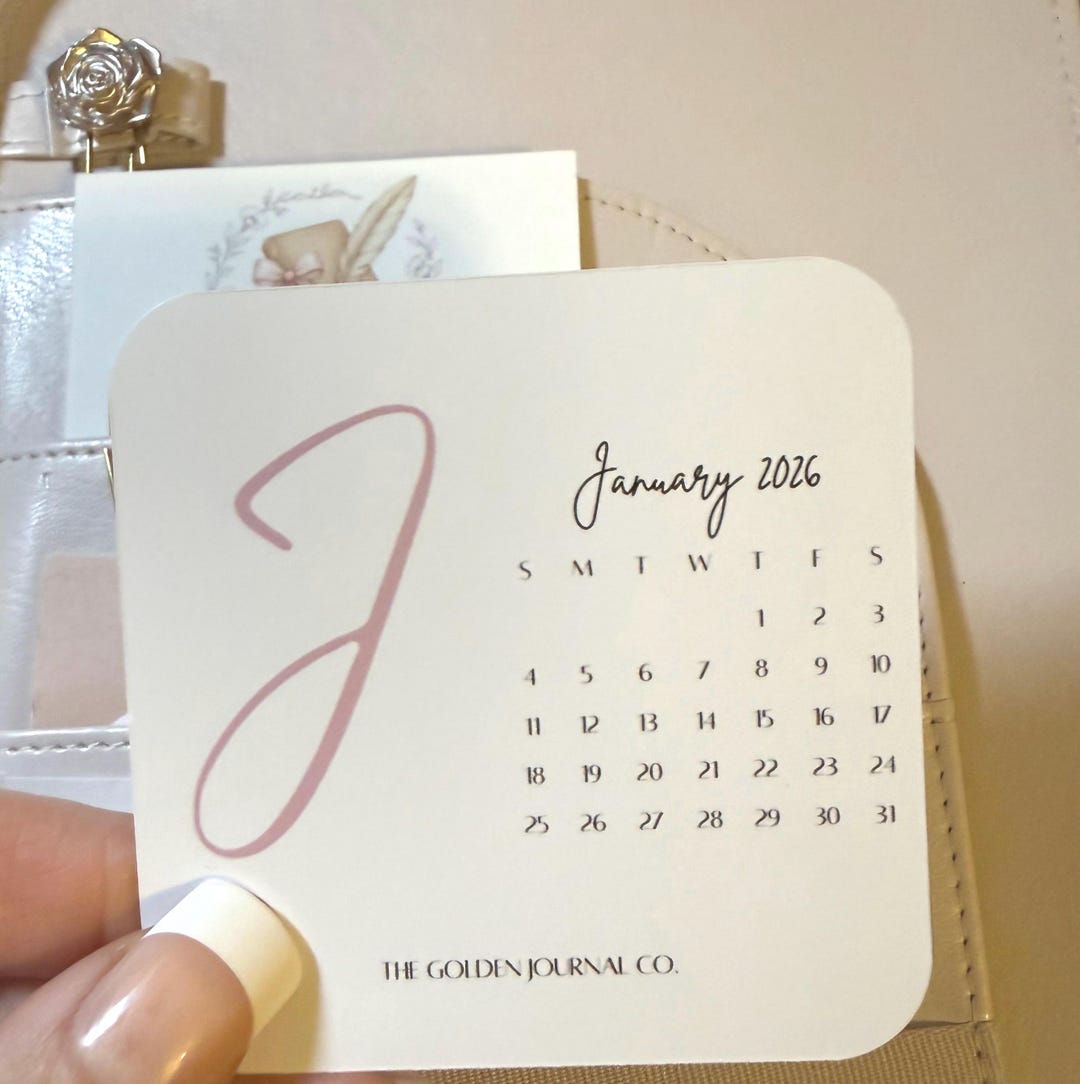 Pink and White Monthly Pocket Calendar Cards | Planner Dashboard Insert ...