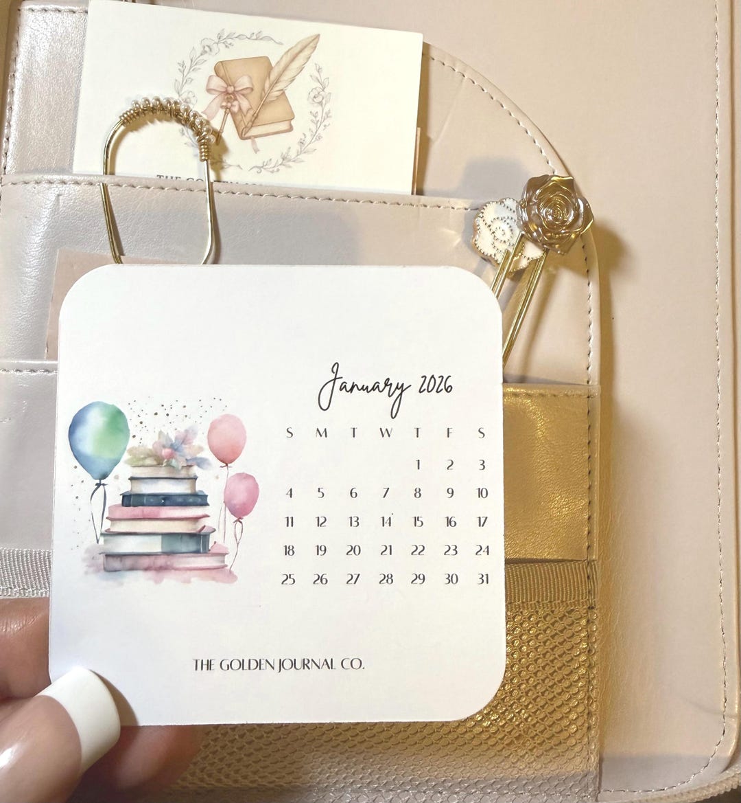 Pastel Watercolor Book Pocket Calendar Cards | Monthly Planner Inserts ...