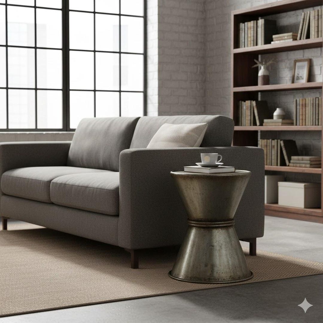 20" Hourglass Metal Accent Stool - Vintage Silver Side Table - Modern ...