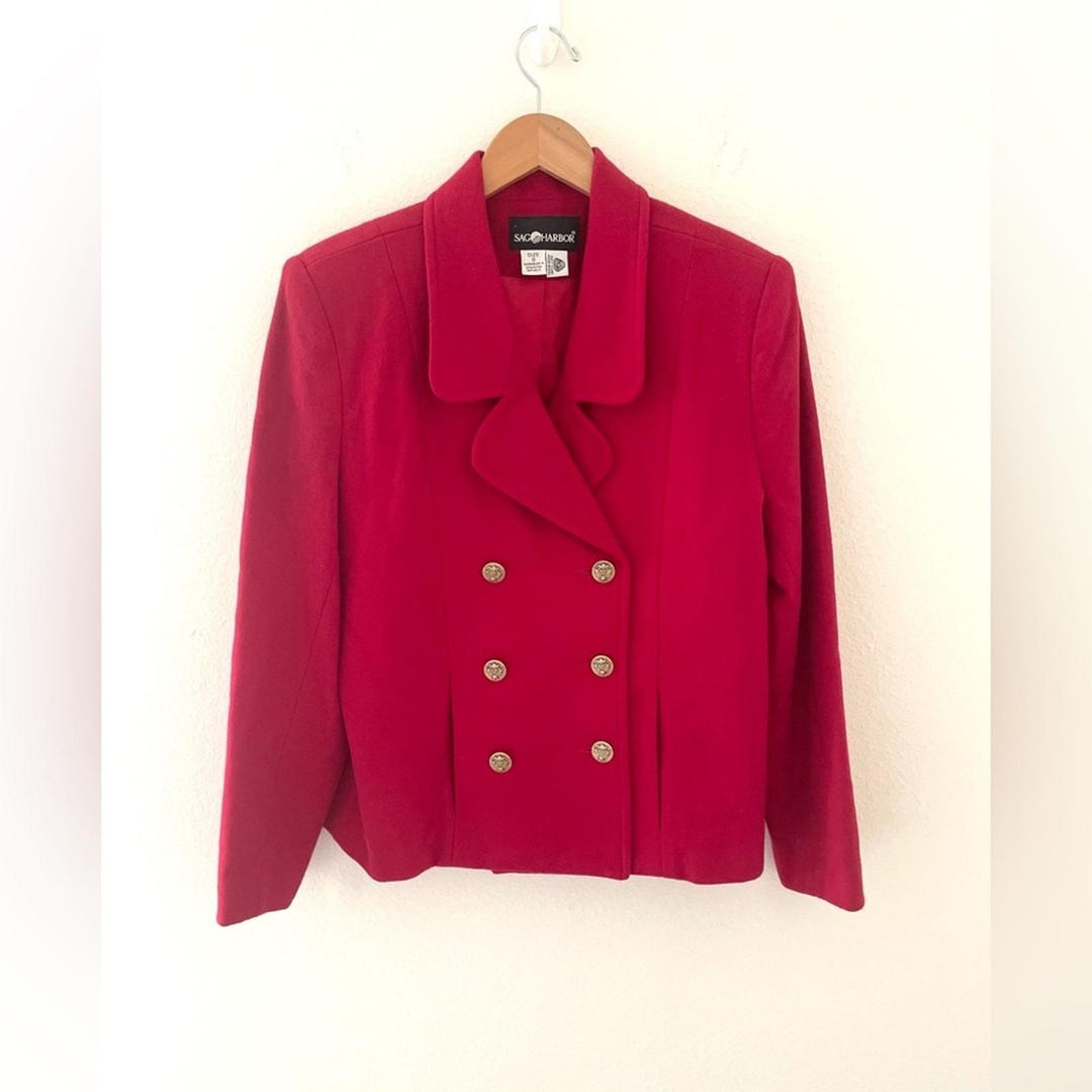Vintage Sag Harbor Red Wool Double Breasted Blazer Coat - Etsy
