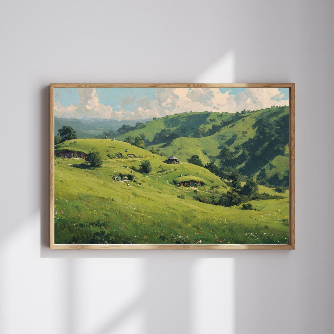 The Shire Poster | Lord of the Rings Landscape Wall Art | Hobbiton ...