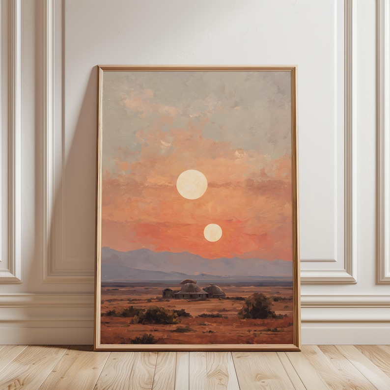 Tatooine Twin Suns Poster | Movies Landscape Art - Etsy