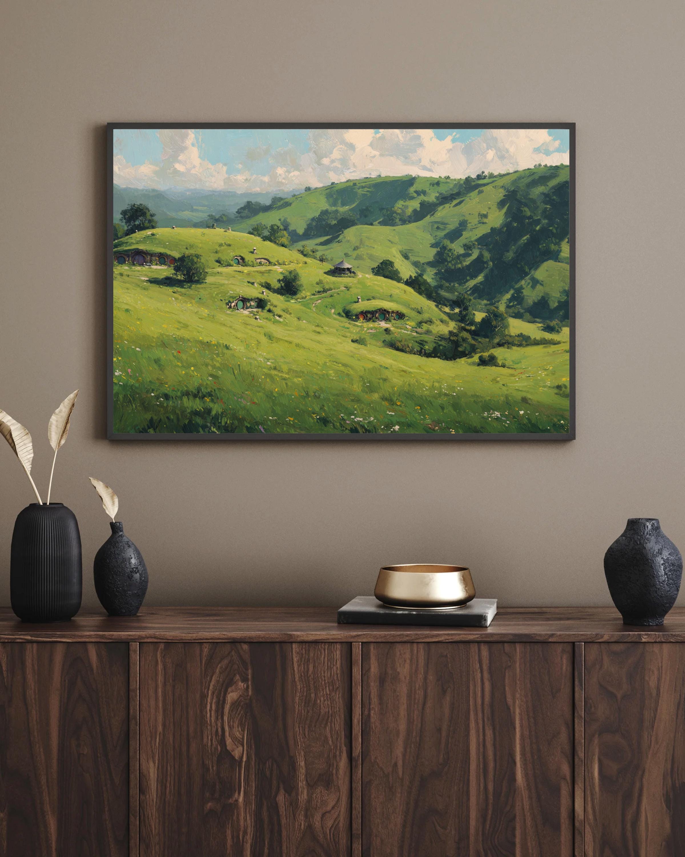 The Shire Oil Painting Style Poster | Lord of the Rings Landscape Art ...