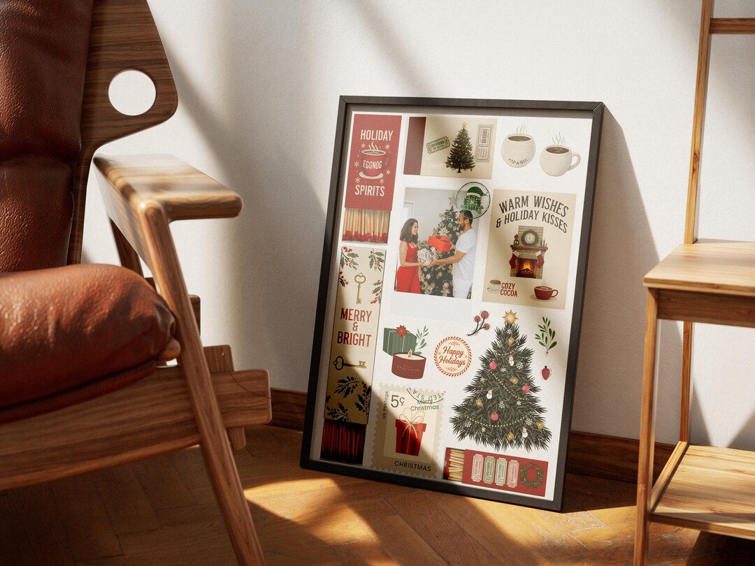 Vintage Christmas Matchbox Collage | Retro Holiday Wall Art (canva ...
