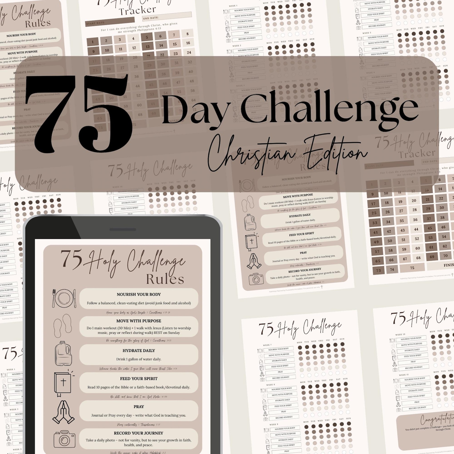 75 Day Holy Challenge — Christian Edition 6 Page Bundle - Etsy