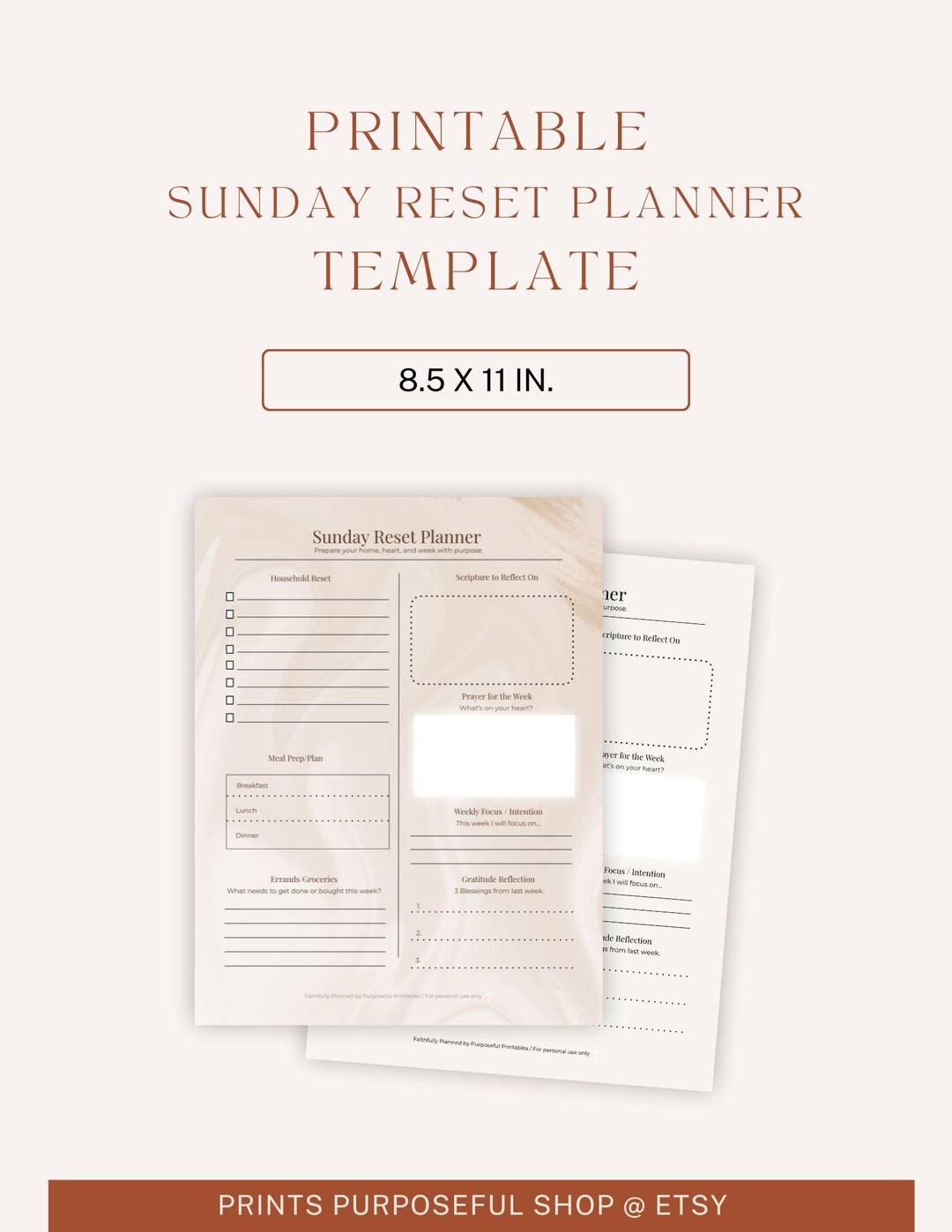 Sunday Reset Planner: Christian Self-care Journal (printable PDF) - Etsy