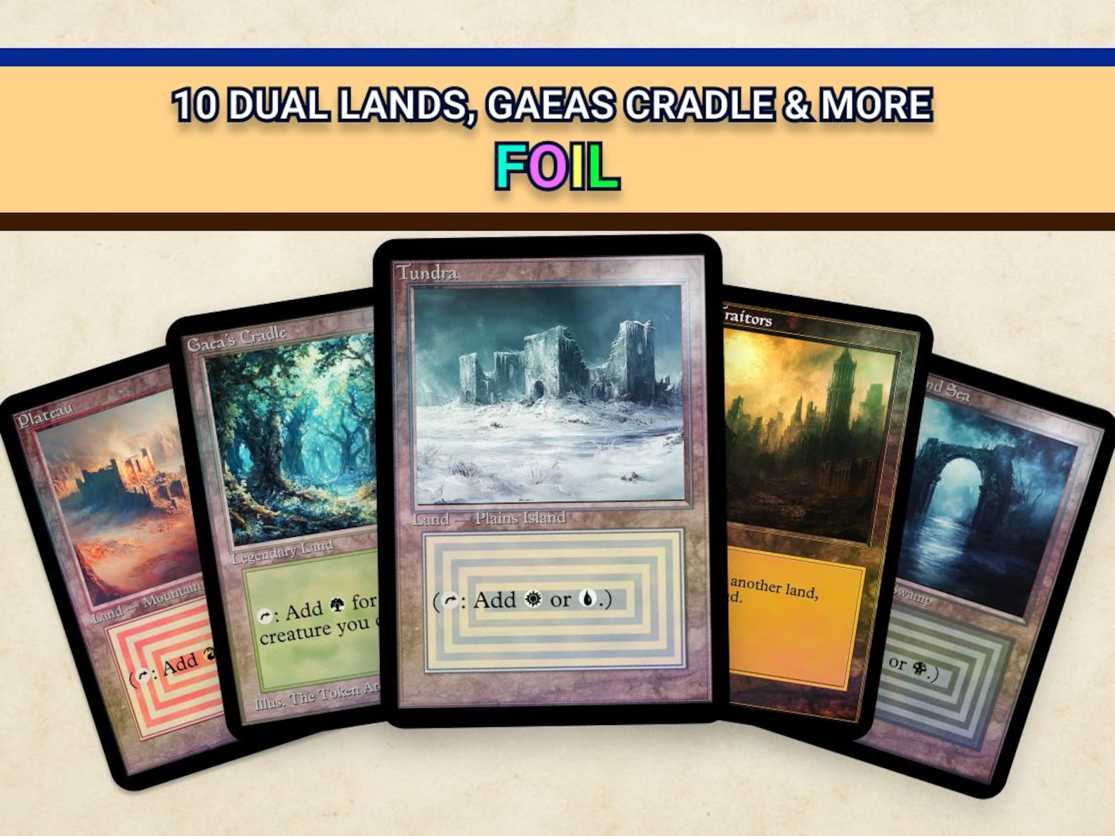 18 Card Foil Dark Fantasy Medieval Retro MTG Lands Dual and Utility EDH ...