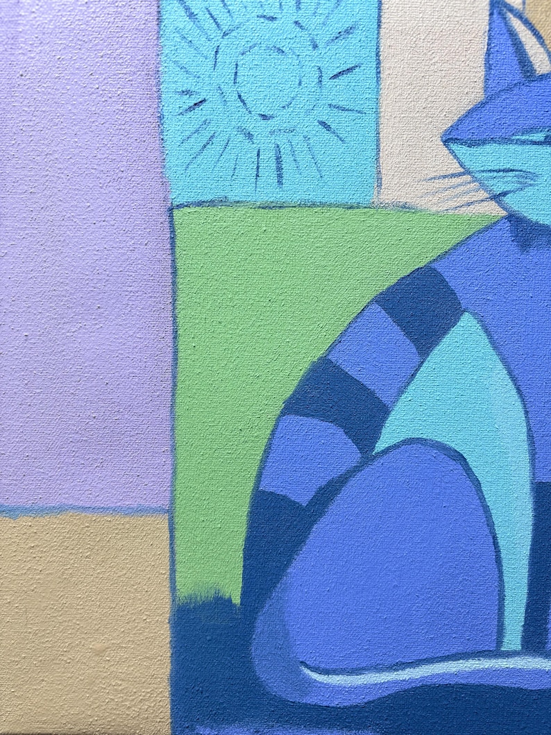 Abstract Cat Oil Painting, Colorful Geometric Art, 12x16" Canvas - Etsy