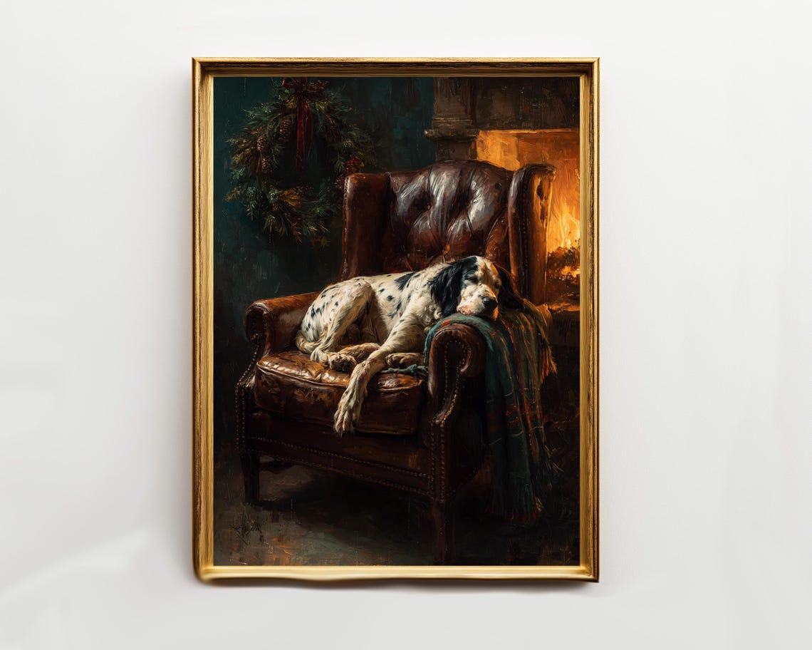 Moody Vintage Printable English Setter Portrait - Classic Cozy Wall Art ...