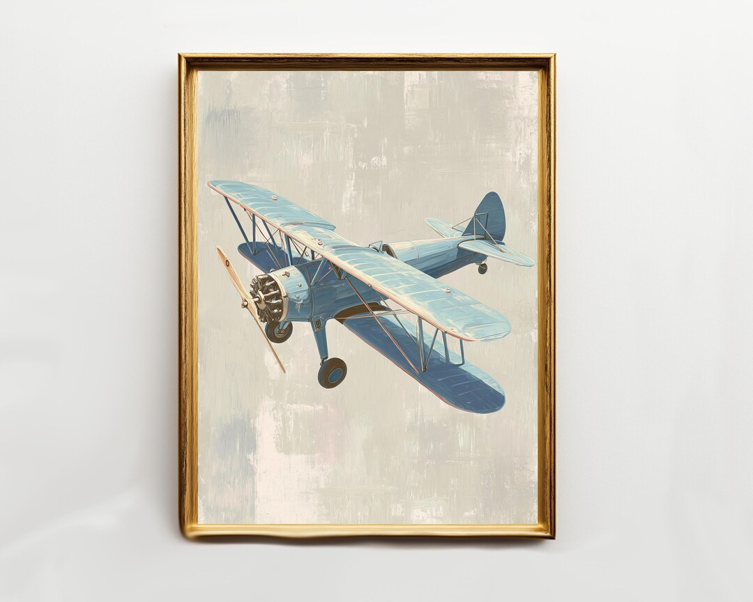Vintage Biplane Printable Art - Classic Retro Aviation Nursery Wall ...