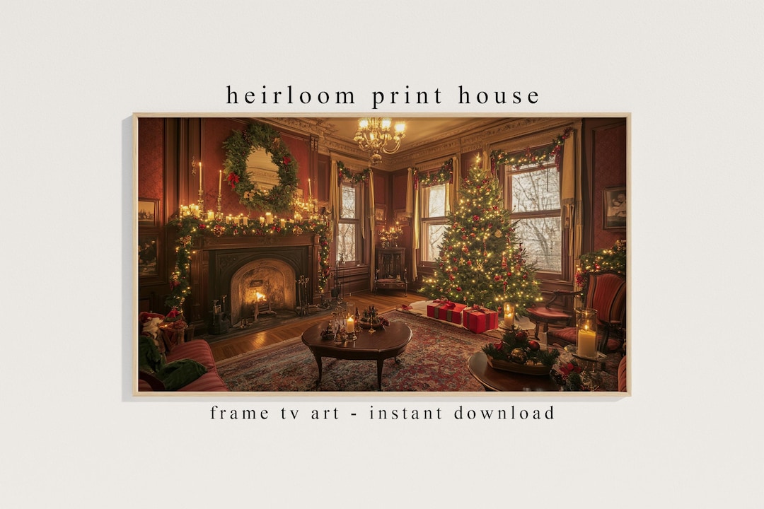 Vintage Victorian Christmas Parlor Frame TV Art, Cozy Holiday Room ...