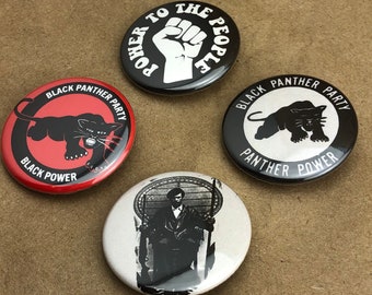 BLACK PANTHER Buttons Pins Badges Set Black Power / Black - Etsy