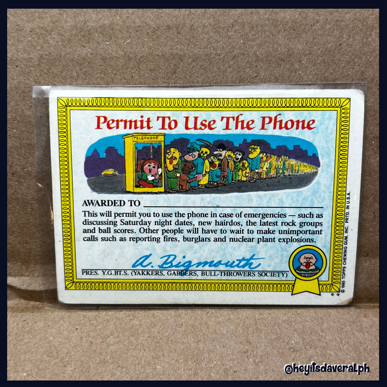 Garbage Pail Kids GPK Series 1 Card 11B 1985 - Etsy