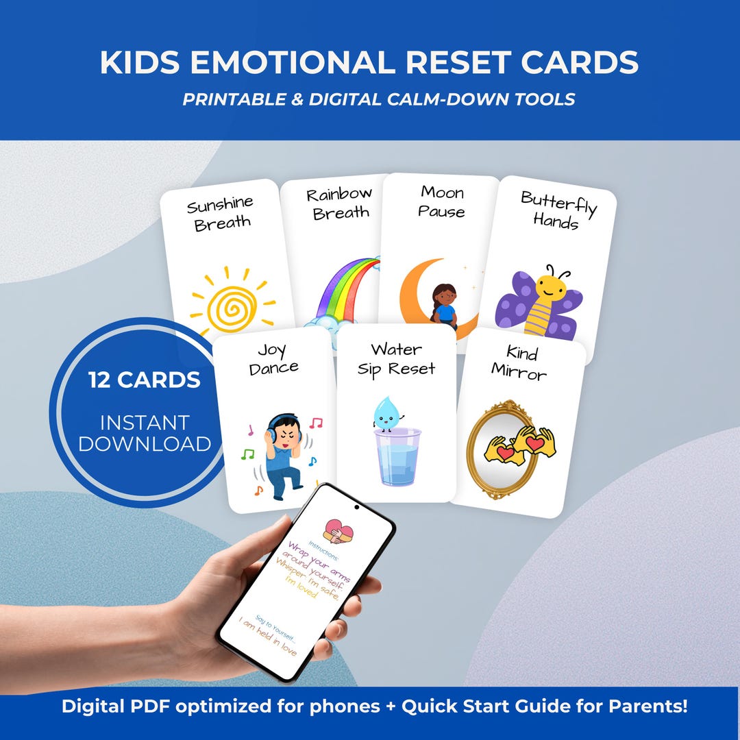 Kids Emotional Reset Cards | Calm Down Tools for Anxiety, Anger ...