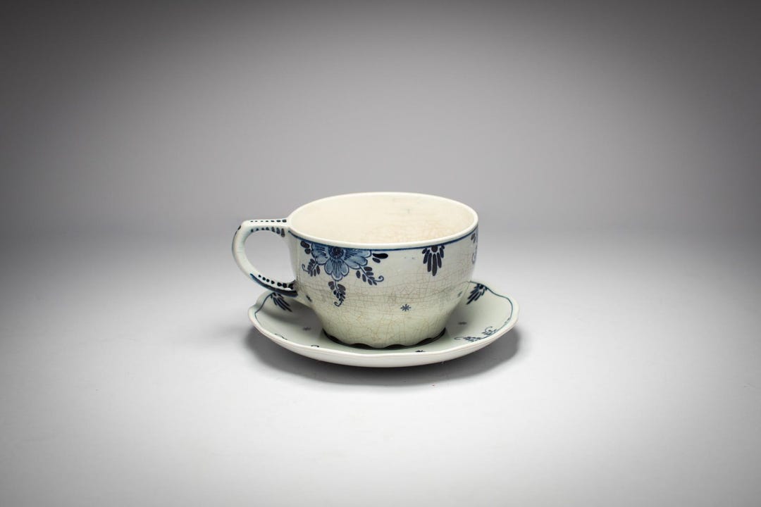 Gouda PZH Art Pottery Cup & Saucer Set - Delftware, Circa 1910s - Etsy
