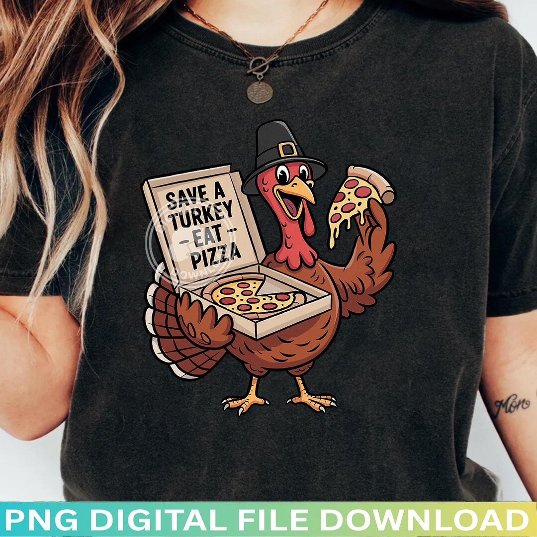 Vintage Eat Pizza Turkey PNG, Retro Funny Vegan Thanksgiving ...