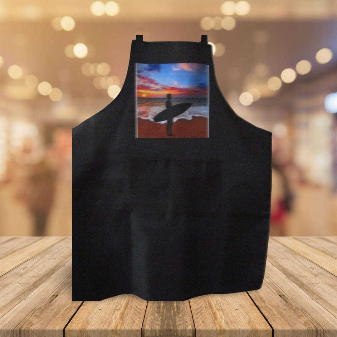Black Beach Surfer Apron: 65/35 Poly-cotton, Two Pockets - Etsy