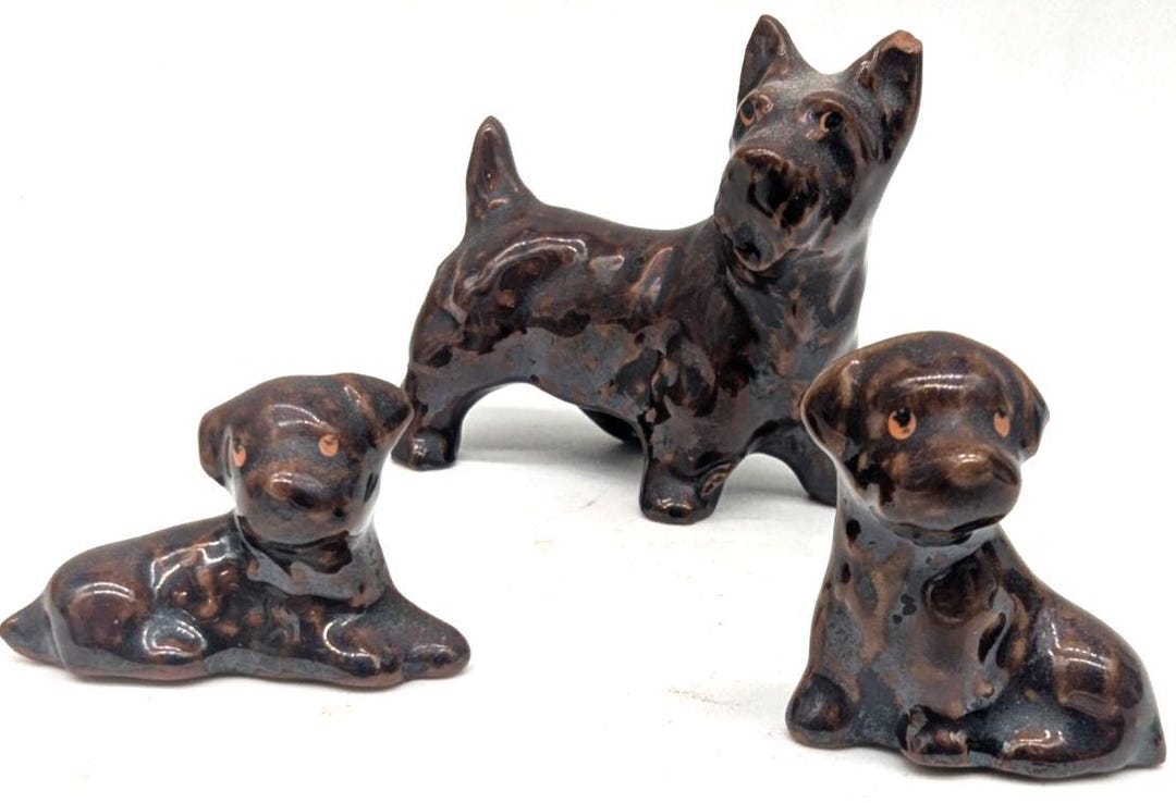 Vintage Japan Ceramic Dog Figurines Set Scottie & Puppies Mid-century ...