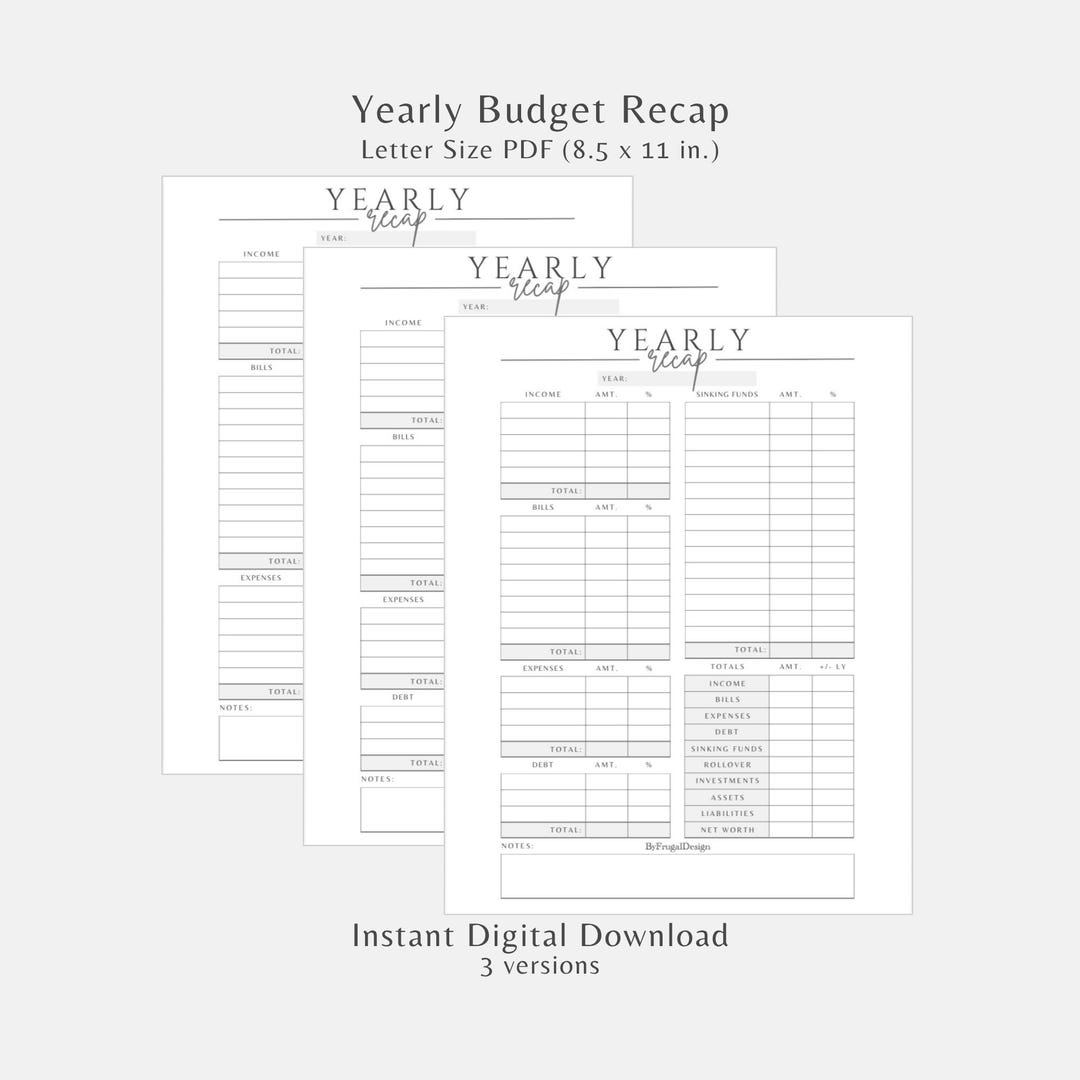 Yearly Budget Recap - Digital/printable PDF (letter/a4/a5) - Personal ...