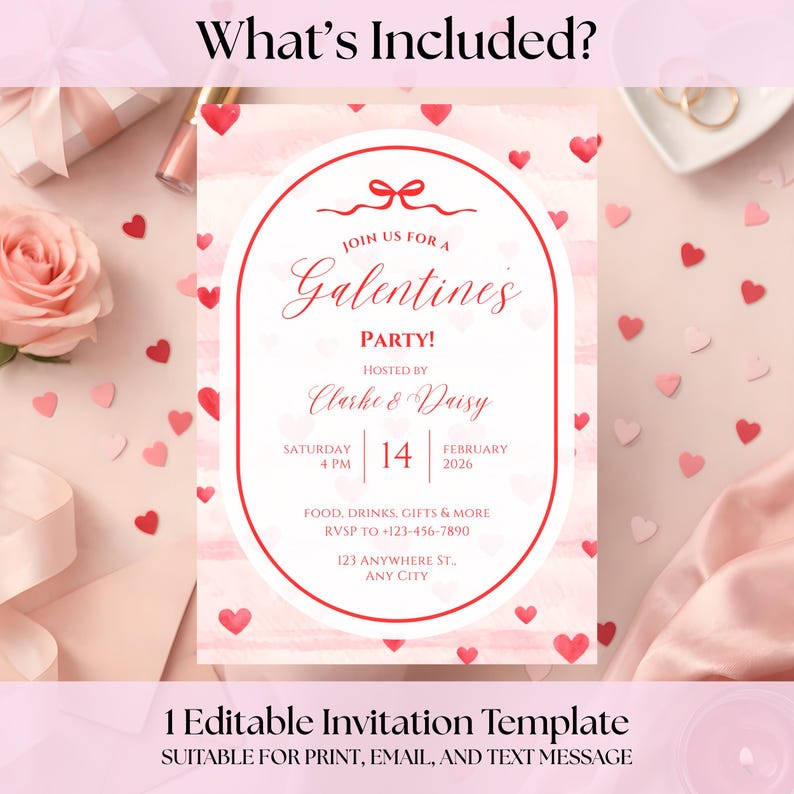 Galentine's Party Invitation Printable Template, Editable Girls ...