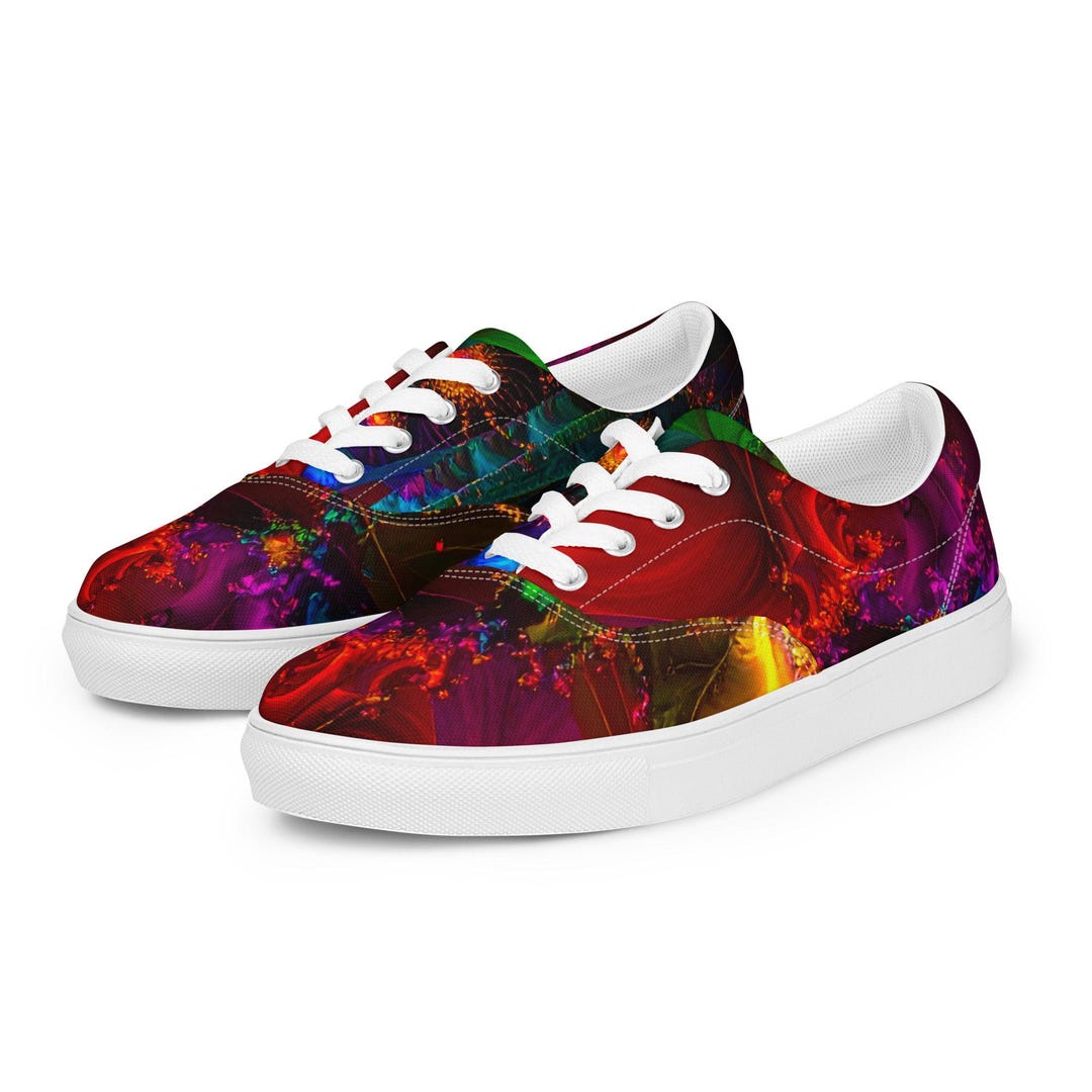 Women’s Lace-up Canvas Shoes: Iridescent Fractal Bloom - Etsy