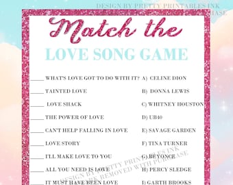 Love Songs Matching Game | Instant Download | Love Song Trivia | Bridal ...