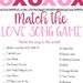 Match the Love Song Game, Bridal Shower Game, Engagement Party Game ...
