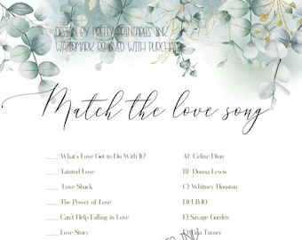Love Songs Matching Game Instant Download Love Song Trivia - Etsy