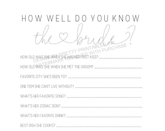 How Well Do You Know the Bride? Bridal Shower Game Printable PDF - Etsy