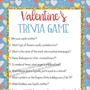 Printable Valentine's Day Game, Valentines Trivia Game, Galentine's ...